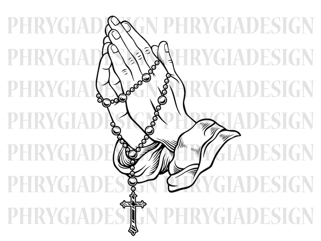 Hands With Rosary Svg , Praying Svg , Christian Religion Prayer ...