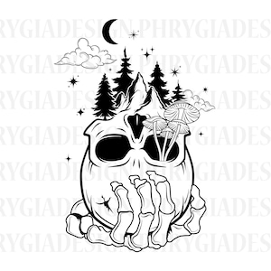 Forest Skull Svg , Skull With Forest Scene Svg , Hand Holding Skull Svg ...