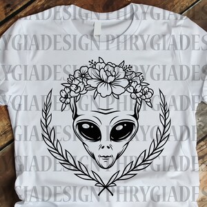 Floral Alien Head Svg , Alien Head Svg , Alien Svg , Alien Png , Alien ...
