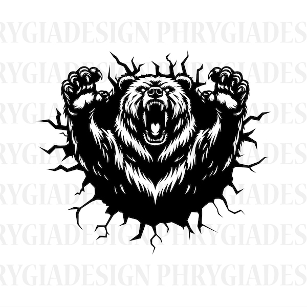 Angry Bear Svg - Etsy