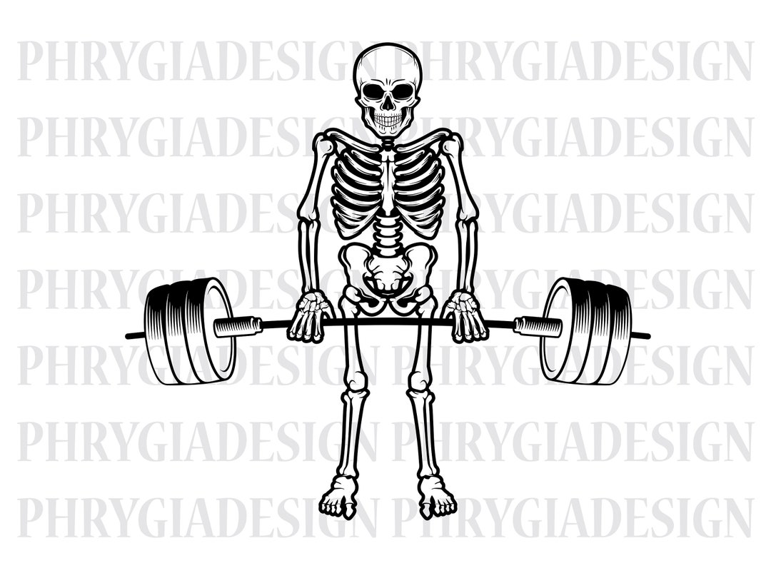 Skeleton Deadlift Svg , Cute Funny Gym , Skeleton Weightlifting Svg ...