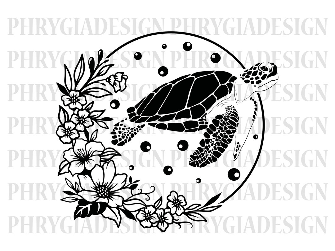 Floral Turtle Svg Sea Turtle Svg Turtle Svg Flower - Etsy