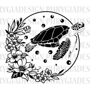 Floral Turtle Svg Sea Turtle Svg Turtle Svg Flower - Etsy