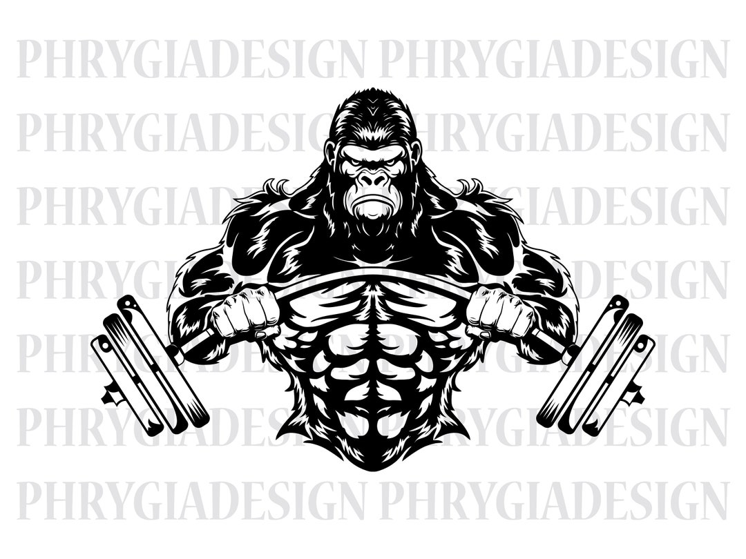 Gorilla Gym Svg , Gym Svg , Bodybuilding Svg , Gorilla Svg , Muscular ...