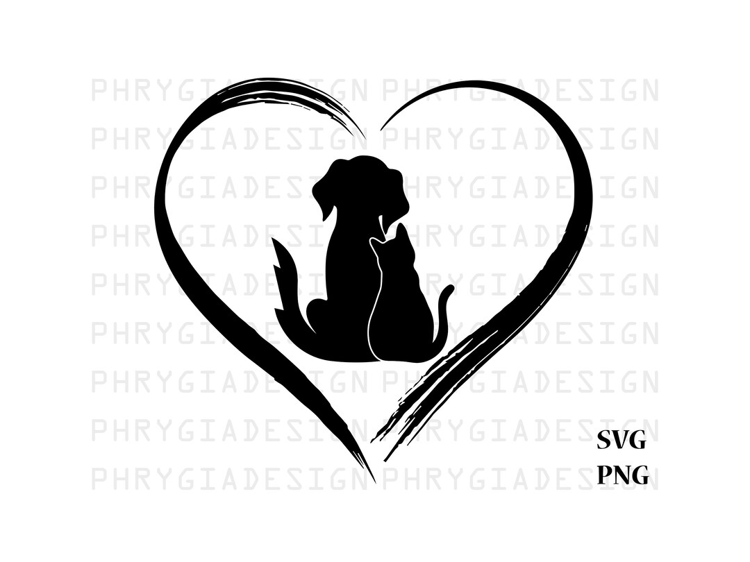 Dog and Cat Love Svg Png , Cat Svg , Dod Svg , Dog Lover , Dog Clipart ...