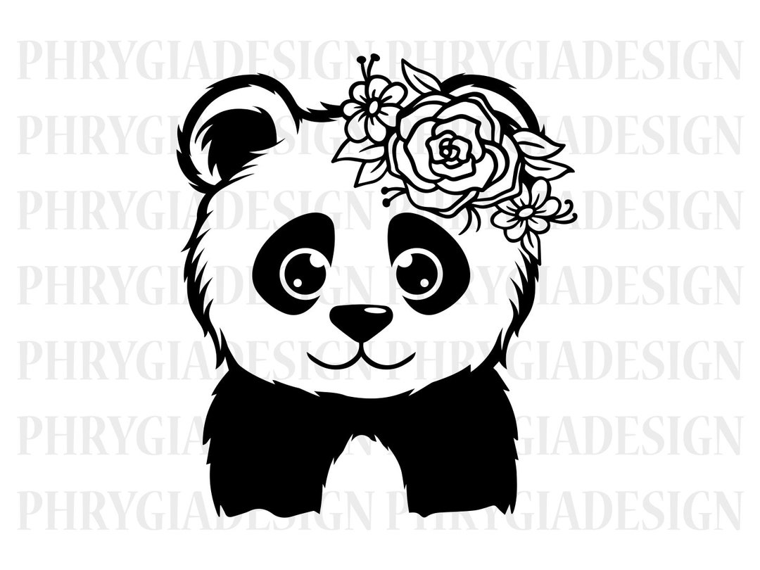 Floral Panda Svg , Cute Panda Svg , Panda Svg , Cute Animal Svg , Baby ...