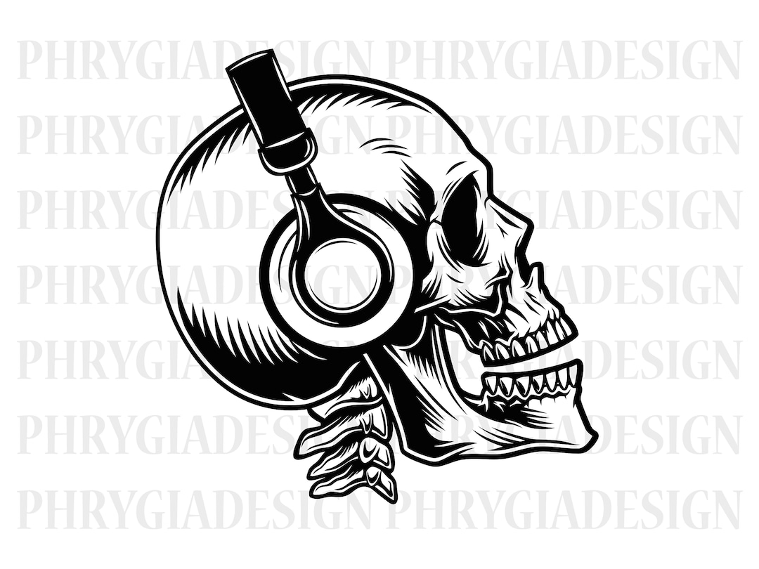 Headphones Skull Svg , Skull With Headphones , Music Svg , Dj Svg , DJ ...