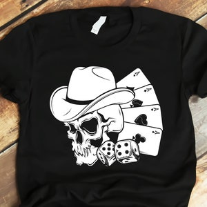 Skull Gambler Svg Cowboy Skull Svg Playing Cards Svg - Etsy