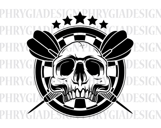 Skull Dart Game Svg | Dart Board Svg | Skeleton Hand Holding Dart Pins ...