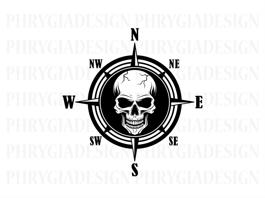 Skull Compass Svg , Nautical Svg , Wind Rose Svg , Compass Svg ...