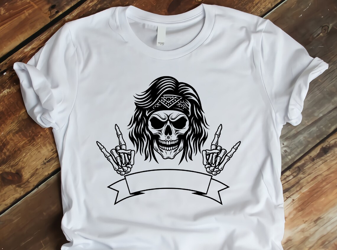 Rocker Skull Svg , Rock and Roll Music Svg , Rock Hand Sign Svg , Rock ...