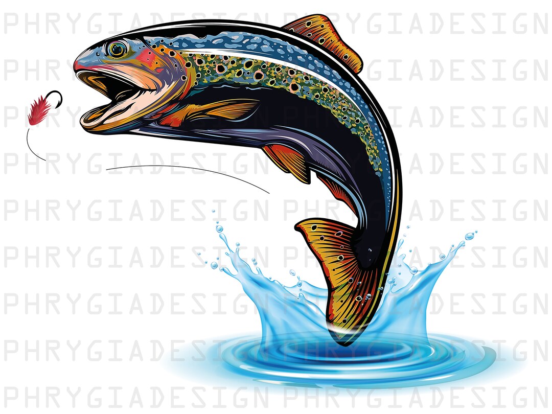 Rainbow Trout Clipart Trout Fish Digital Download Trout - Etsy