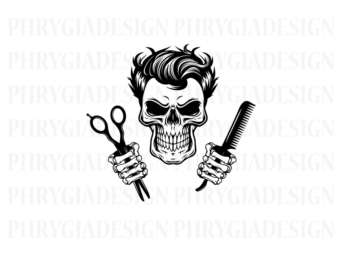 Barber Skull Svg , Barber Svg , Barber Shirt Svg , Barber Clipart ...