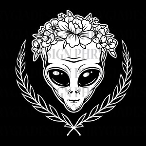 Floral Alien Head Svg , Alien Head Svg , Alien Svg , Alien Png , Alien ...