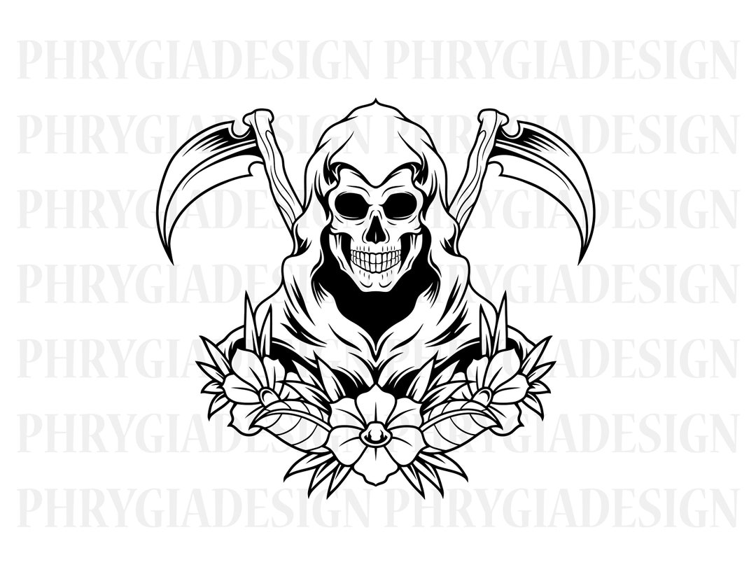 Grim Reaper Svg , Skeleton Svg , Death Svg , Horror T-shirt , Halloween ...