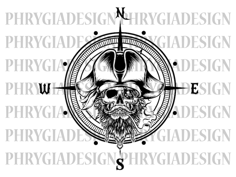 Pirate Compass Svg Png Skull Compass Svg Nautical Svg - Etsy