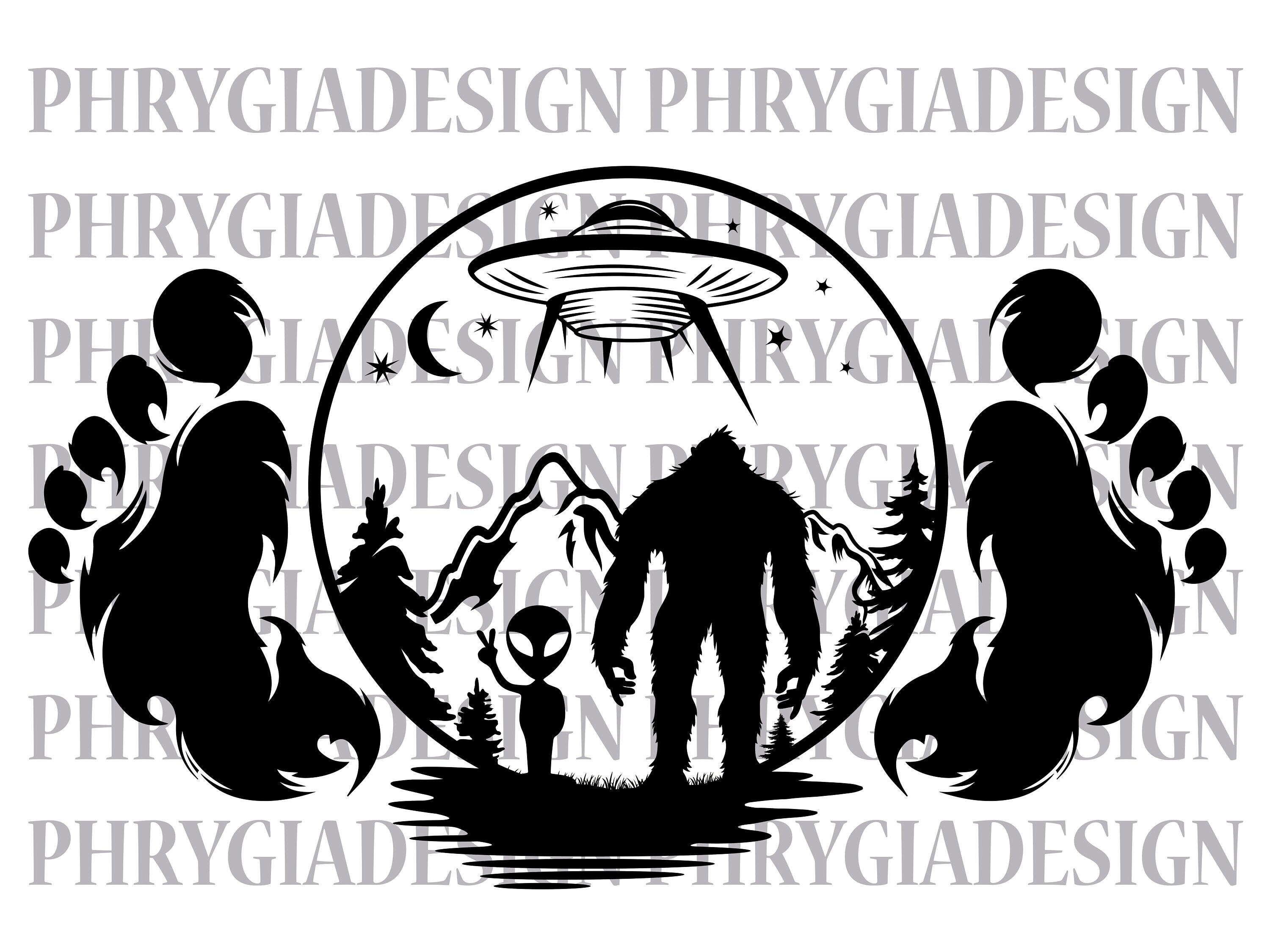 Bigfoot and Alien Svg Png Bigfoot Svg Alien Svg Ufo Svg - Etsy Singapore