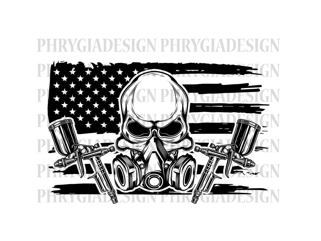 US Skull With Paint Spray Guns Svg Png Paint Spray Gun Svg - Etsy