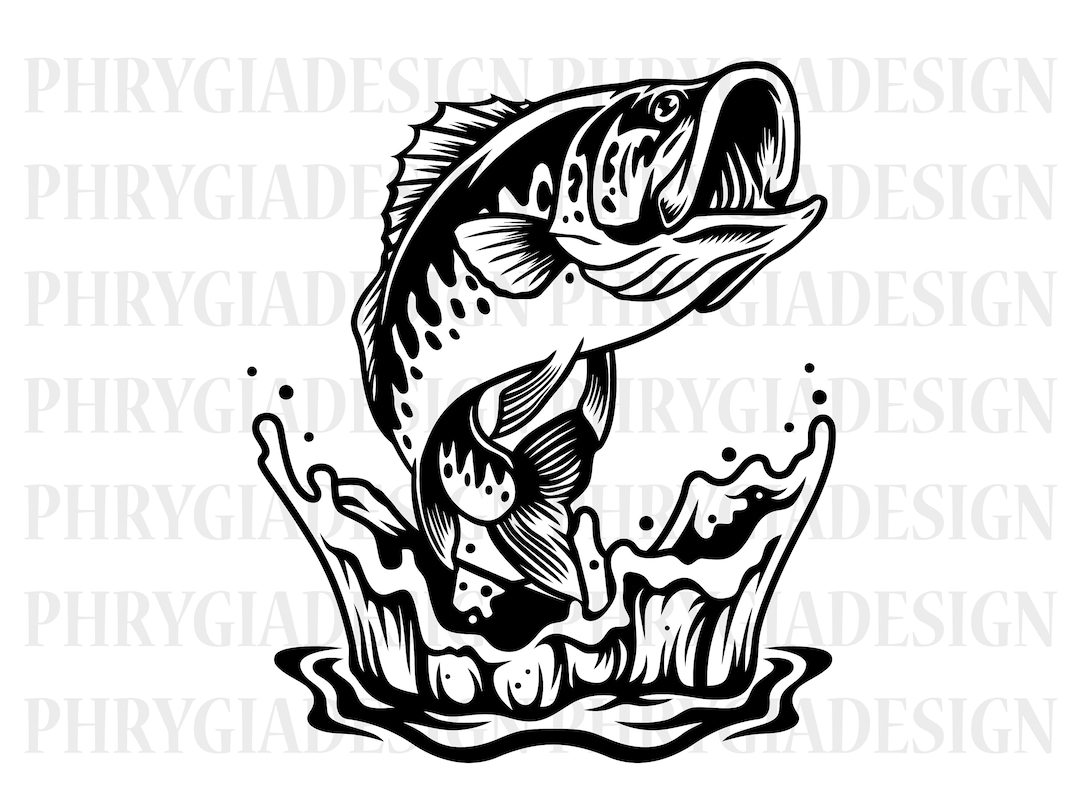 Jumping Bass Fish Svg , Bass Fishing Svg , Fisherman Svg , Fisherman ...