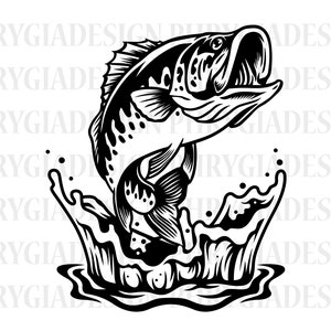 Jumping Bass Fish Svg , Bass Fishing Svg , Fisherman Svg , Fisherman ...