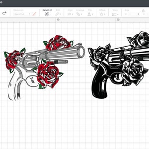 Gun and Roses Svg , Gun Svg , Hand Gun , Roses Svg , Pistol Svg , Gun ...