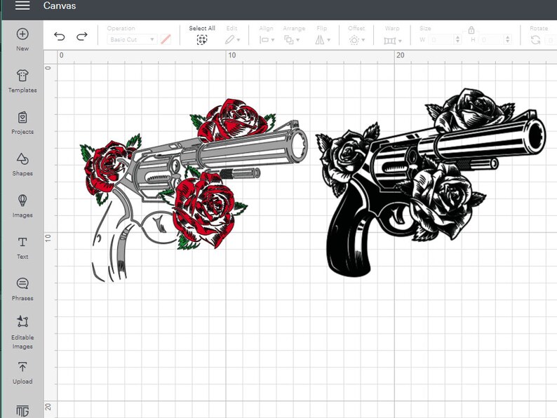 Gun and Roses Svg , Gun Svg , Hand Gun , Roses Svg , Pistol Svg , Gun ...