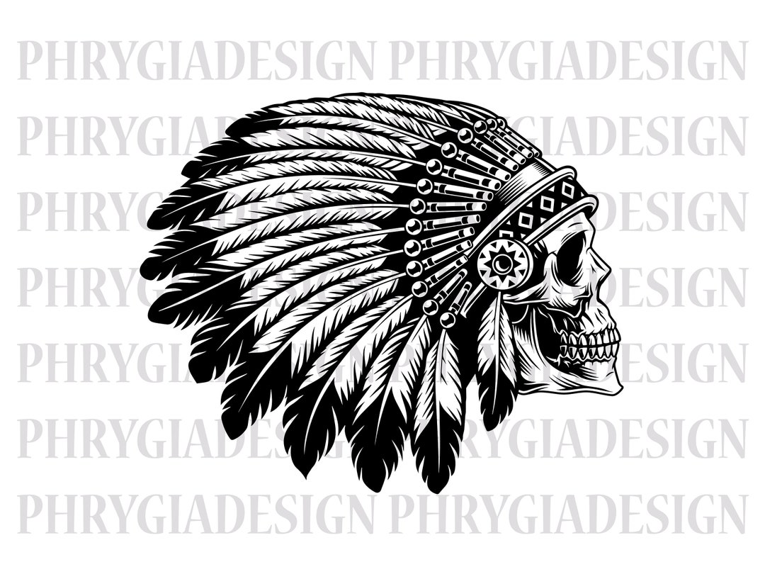 Indian Skull Svg , Native Skull Svg , Native American Skull Svg ...
