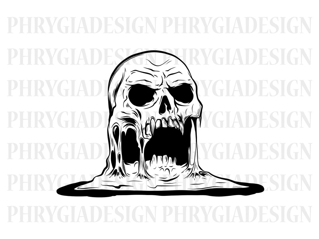 Melting Skull Svg , Dripping Skull Svg , Skull Svg , Skull Head Svg ...