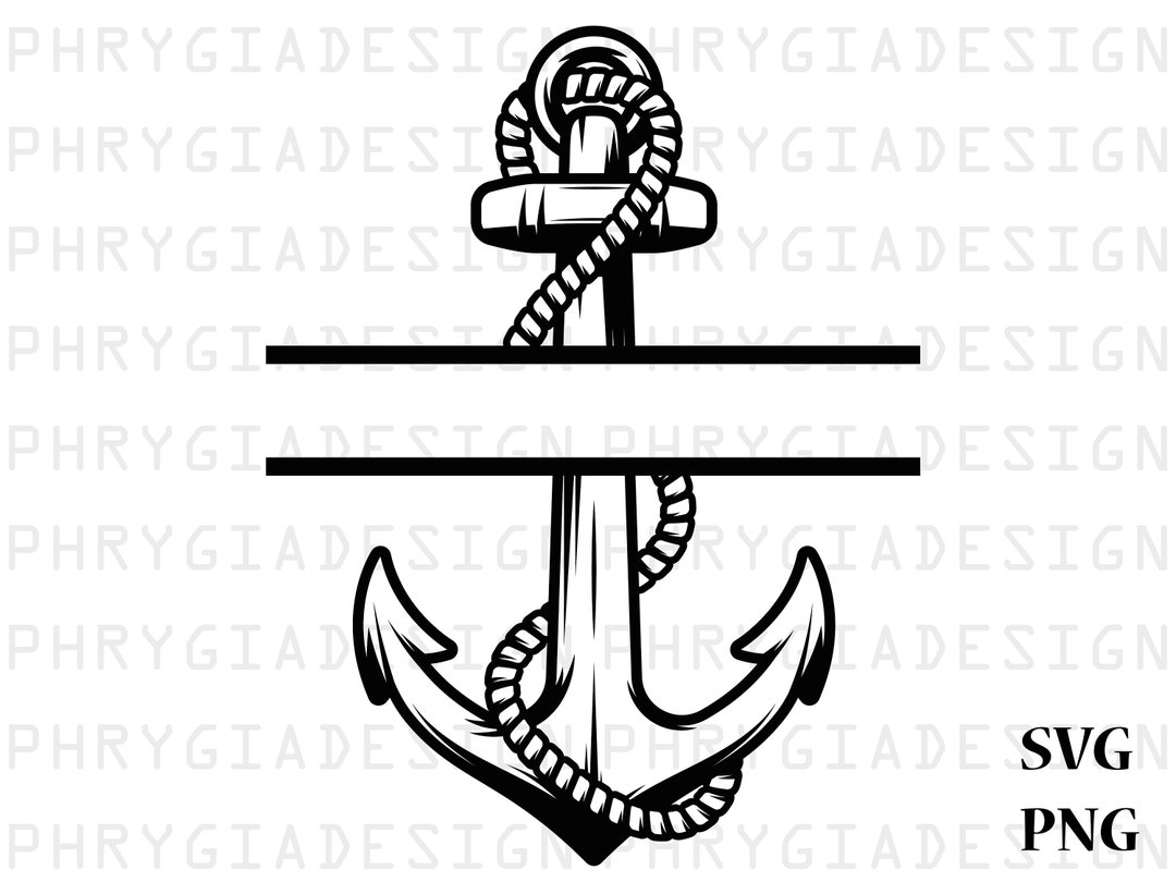 Anchor Split Monogram Svg Png Anchor With Rope Svg Anchor - Etsy