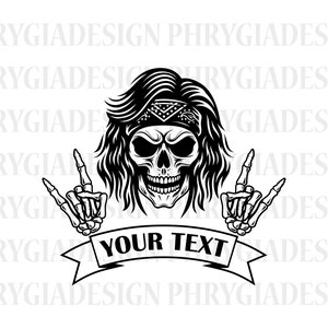 Rocker Skull Svg , Rock and Roll Music Svg , Rock Hand Sign Svg , Rock ...