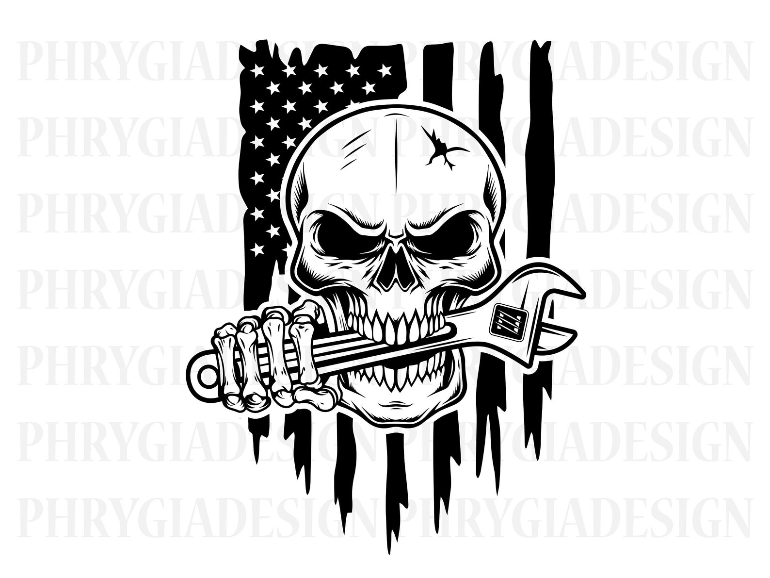 US Skull Mechanic Svg Png , Wrench Svg , Mechanic Skull Svg , Skull Svg ...