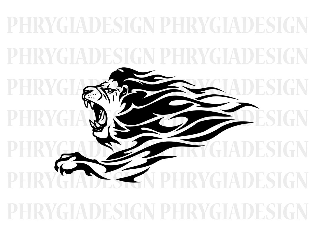 Flaming Lion Svg , Lion Svg , Lion Face Svg , Wild Animal Svg , Lion ...