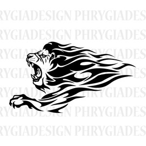 Flaming Lion Svg , Lion Svg , Lion Face Svg , Wild Animal Svg , Lion ...