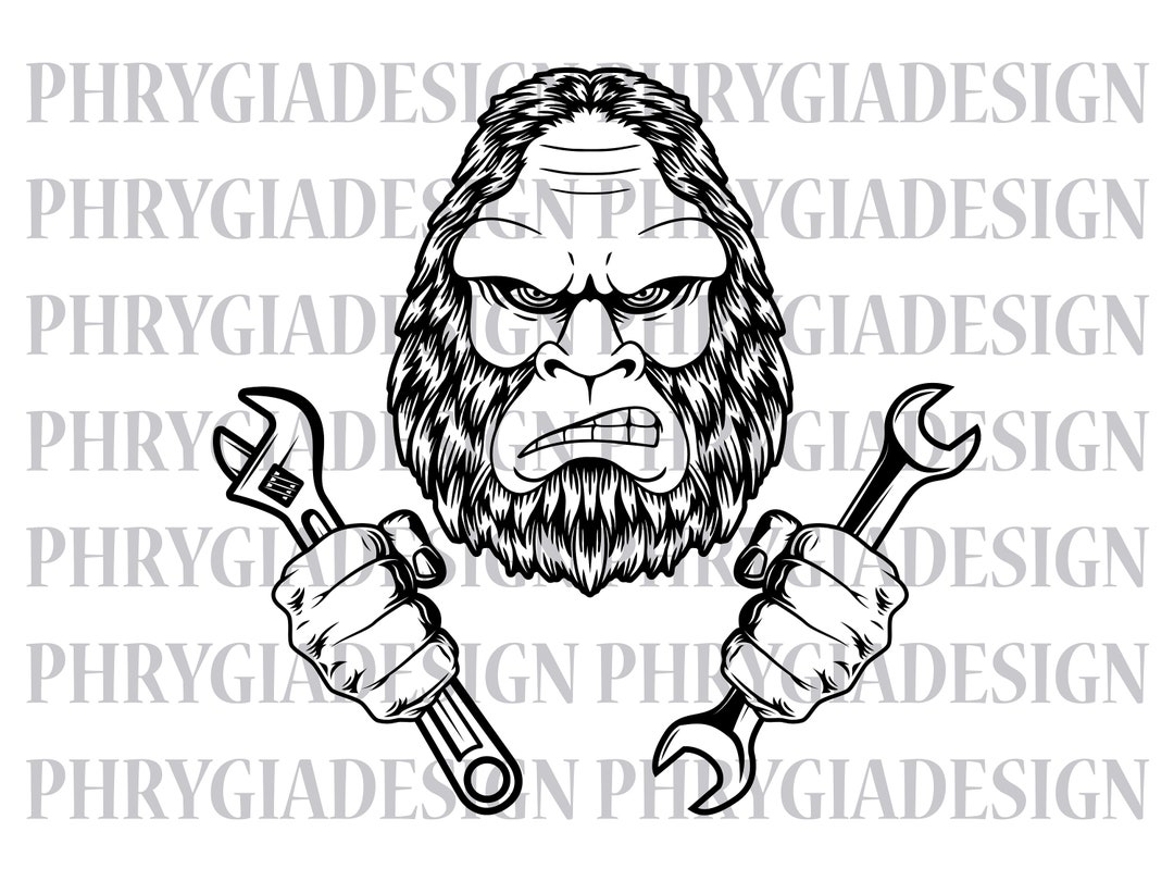 Bigfoot Mechanic Svg Png , Bigfoot Svg , Wrenches Svg , Tools Svg ...