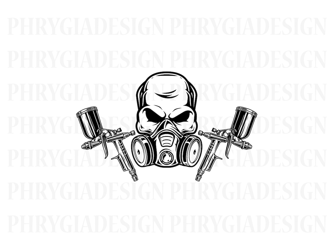 Skull With Paint Spray Guns Svg Png , Paint Spray Gun Svg , Paint Spray ...