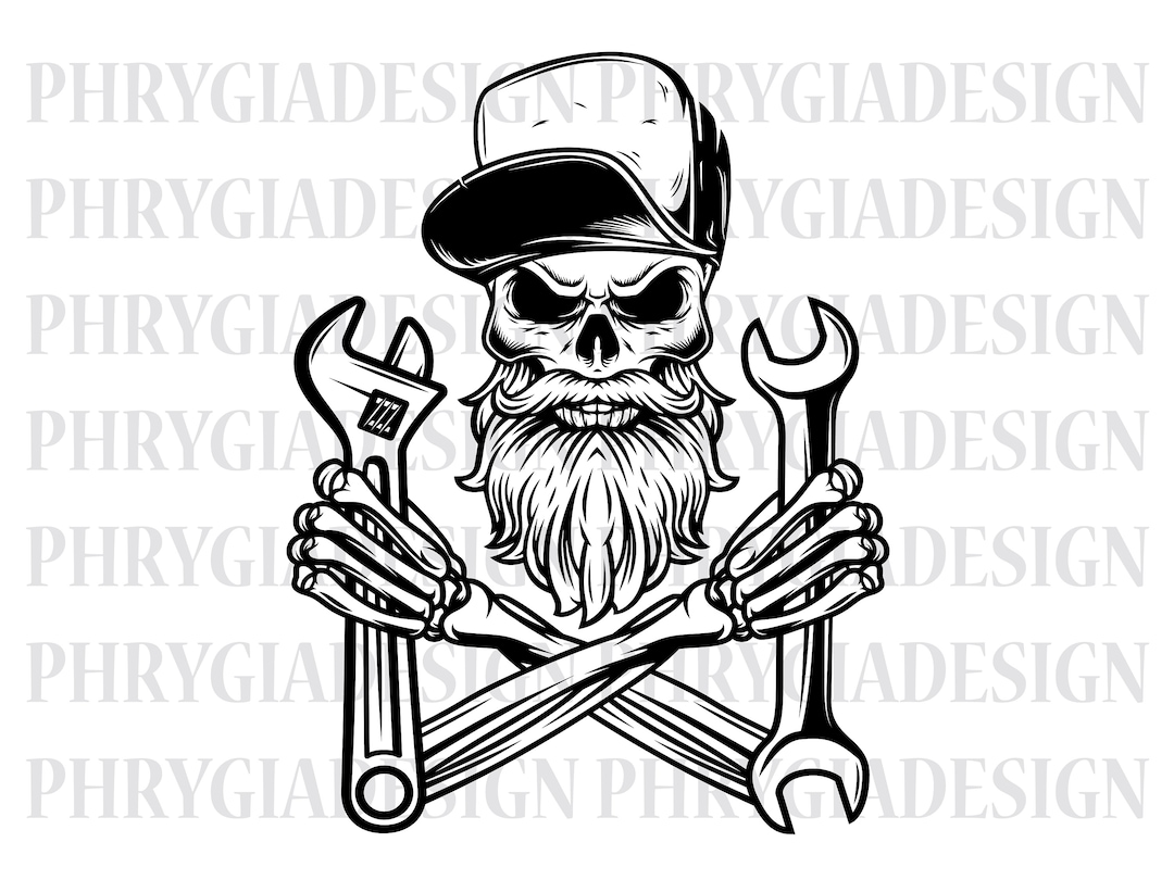 Skull Mechanic Svg Png , Repair Svg , Skull Svg , Wrenches Svg , Tools ...