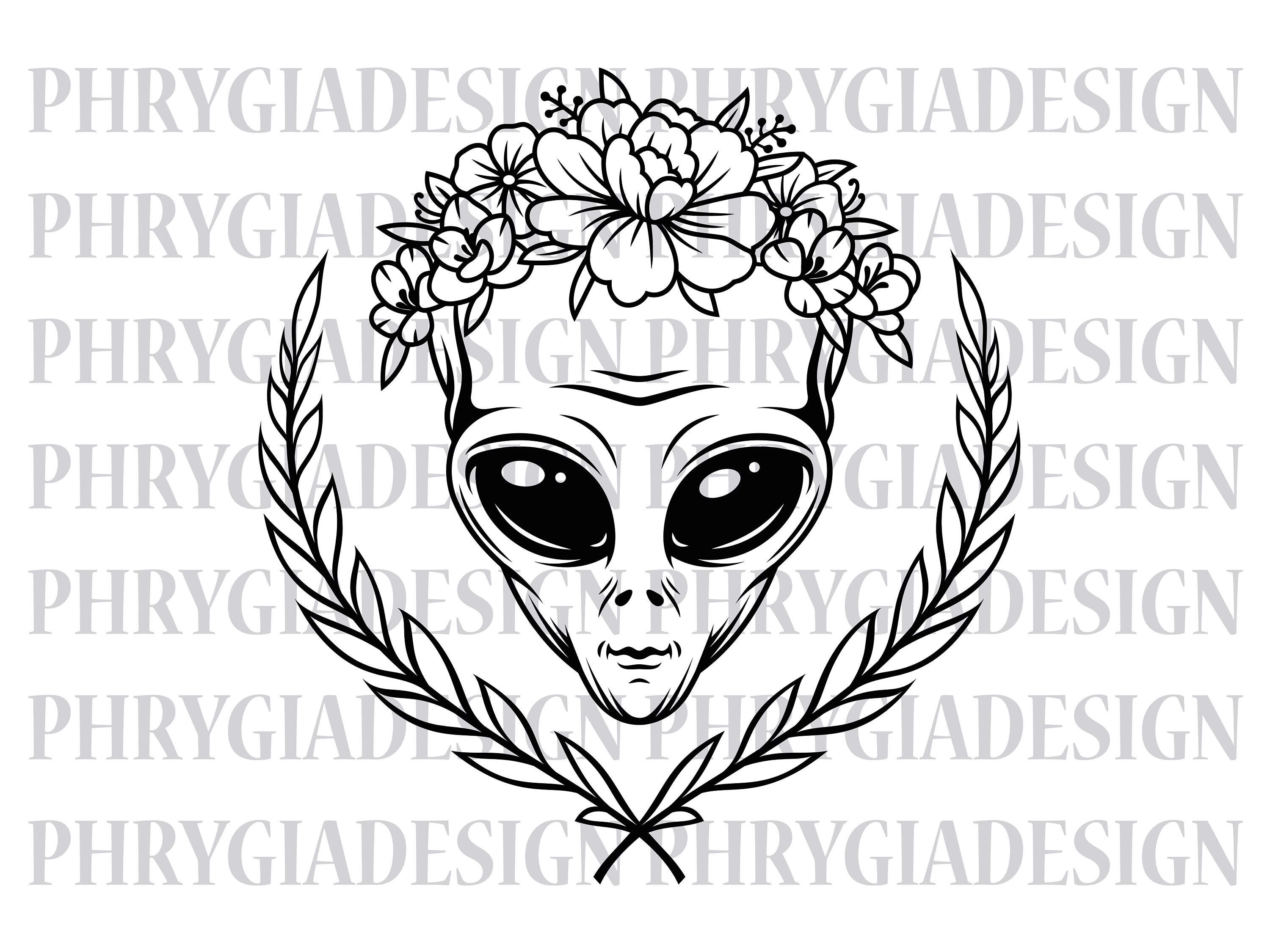 Floral Alien Head Svg Alien Head Svg Alien Svg Alien Png - Etsy