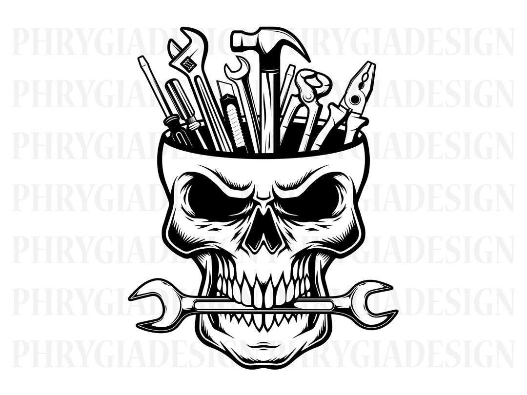 Skull Mechanic Svg Png , Repair Tools Svg , Skull Svg , Wrenches Svg ...