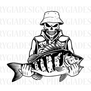 Skull Fisherman Svg , Fisherman Shirt Svg , Skull Fishing Svg ...