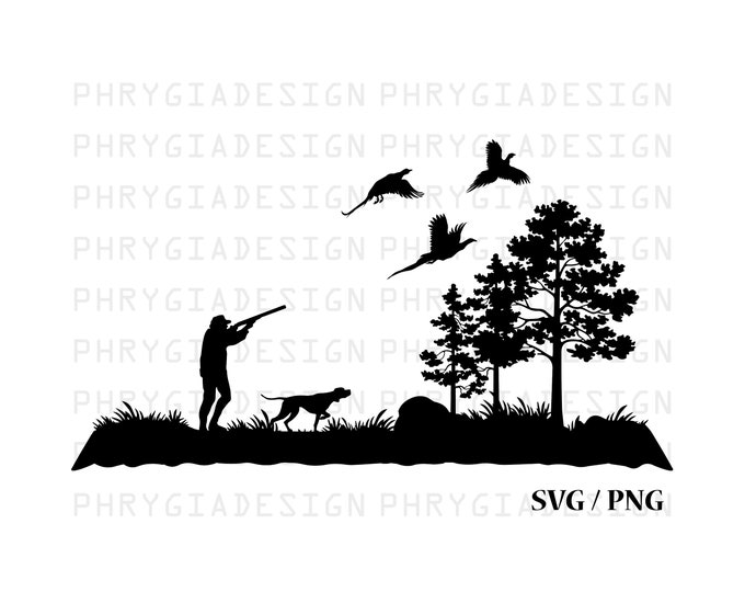 Pheasant Hunting SVG | Bird Hunter Silhouette | Pheasant Svg | Upland ...