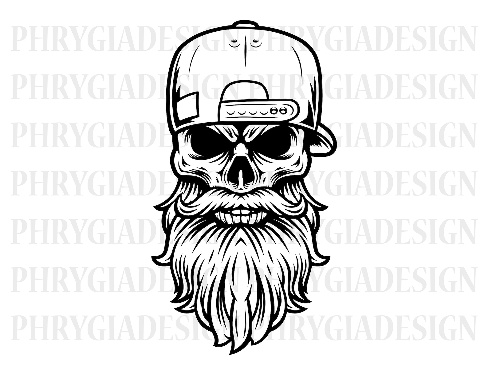 Bearded Skull Svg , Bearded Man Svg , Bearded Skull With Cap Svg ...