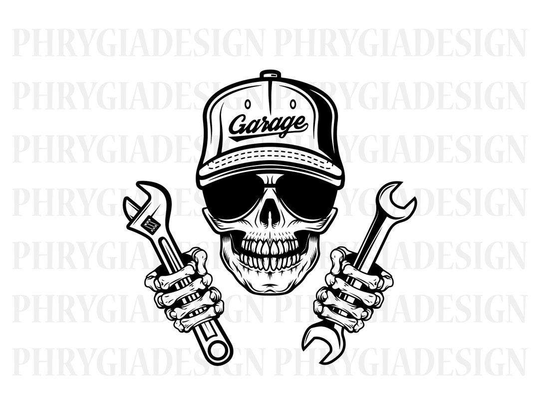 Skull Mechanic Svg Png , Tools Svg , Skull Svg , Wrenches Svg , Repair ...