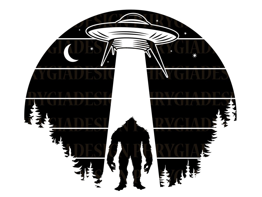 Bigfoot and Ufo Svg Png , Bigfoot Svg , Alien Svg , Ufo Svg , Yeti Svg ...