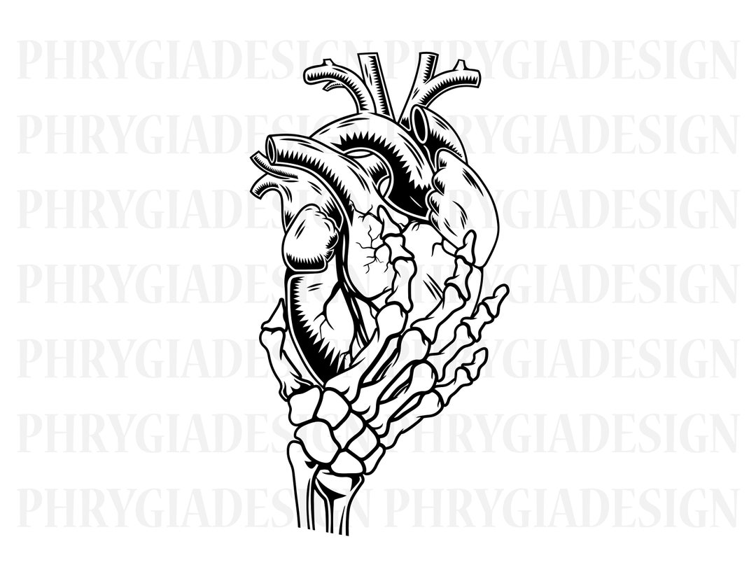 Skeleton Hand Holding Heart Svg , Heart Svg , Skeleton Hand Svg , Skull ...