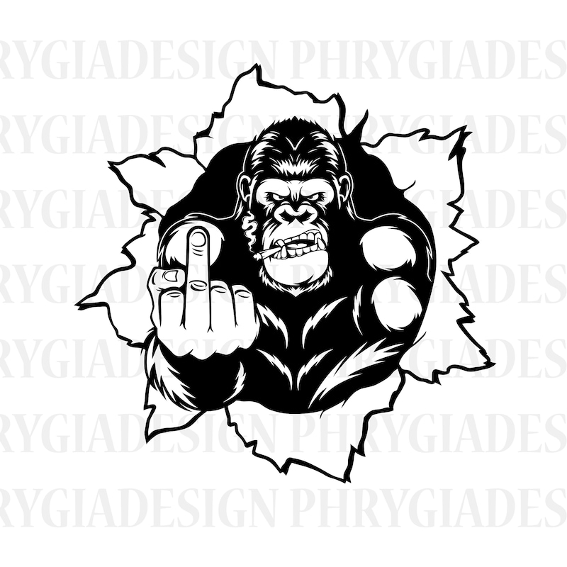 Gorilla middle finger - Etsy.de