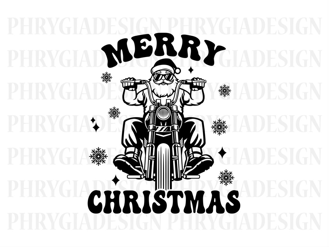 Biker Santa Svg , Cool Santa Claus Riding Motorcycle , Cute Funny ...