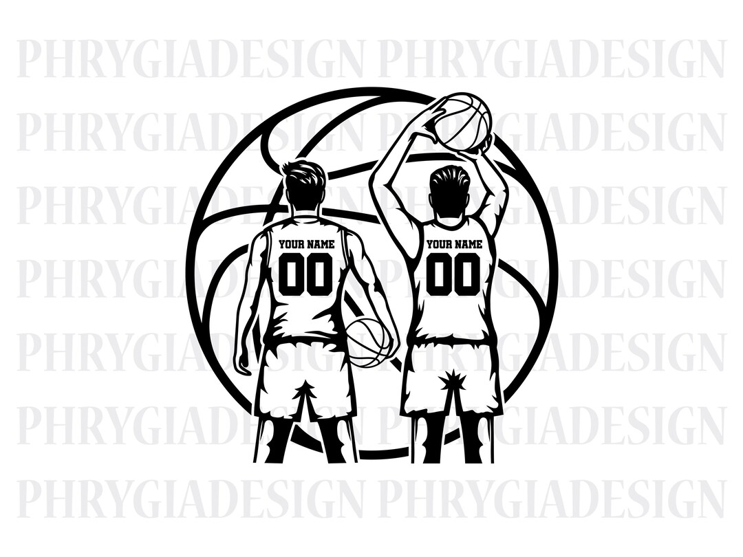 Two Basketball Player Svg , Basketball Svg , Personalized Name ...