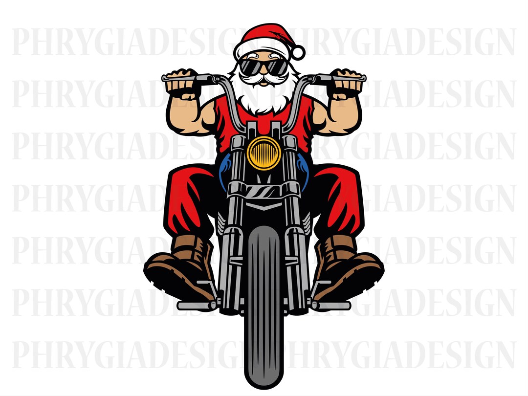 Biker Santa Svg , Cute Funny Christmas Svg , Cool Santa Claus Riding ...