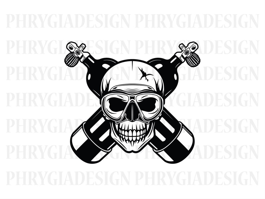Scuba Diver Skull Svg , Skull Diver , Diving Svg , Scuba Diver Mask Svg ...