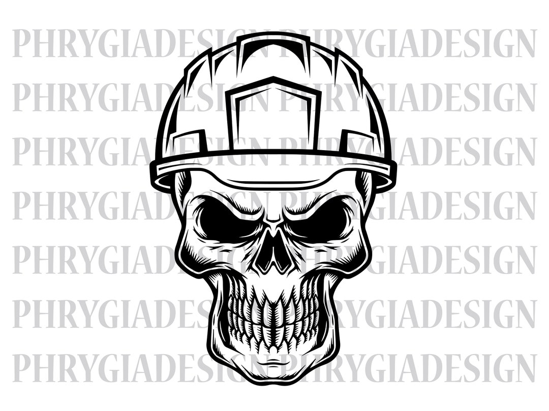 Skull With Hard Hat Svg Png , Construction Svg , Engineer Svg ...
